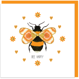 fromJUDE-Karte von Hand veredelt Heartfelt - Biene Bee happy orange ...